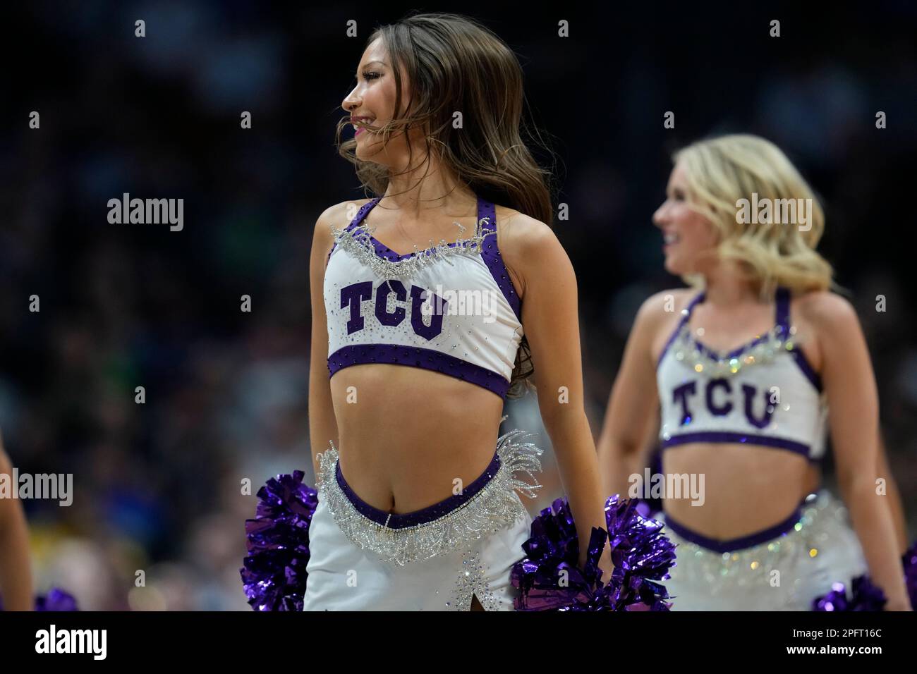 TCU cheerleaders perform in the second half of a first-round college ...