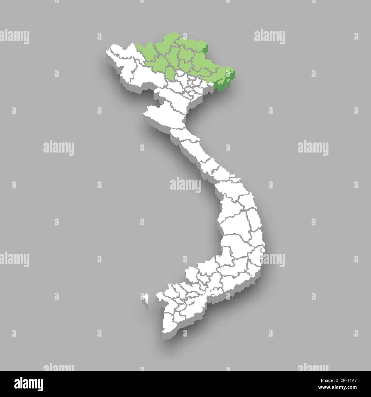 Northeast region location within Vietnam 3d isometric map Stock Vector ...