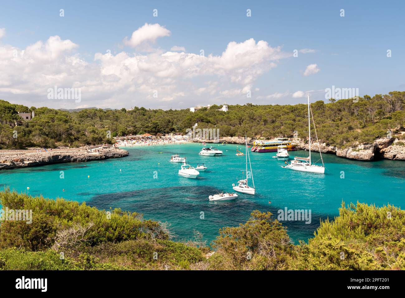 At the enchanting Cala Mondrago in Mallorca, Spain, visitors can enjoy ...