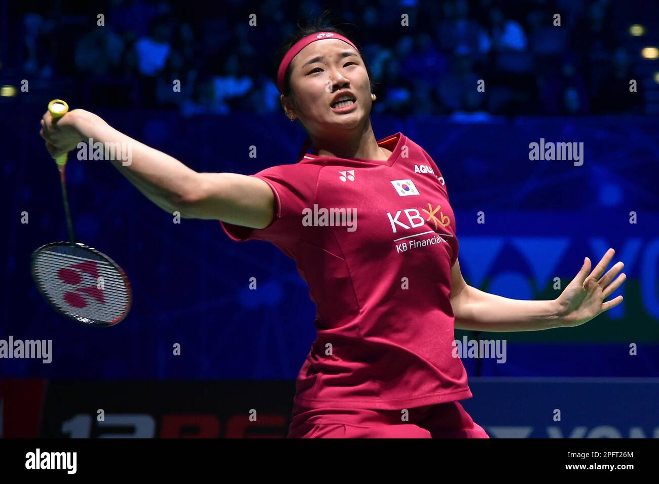 Korea's An Se Young returns a shot during the women's semi final match ...