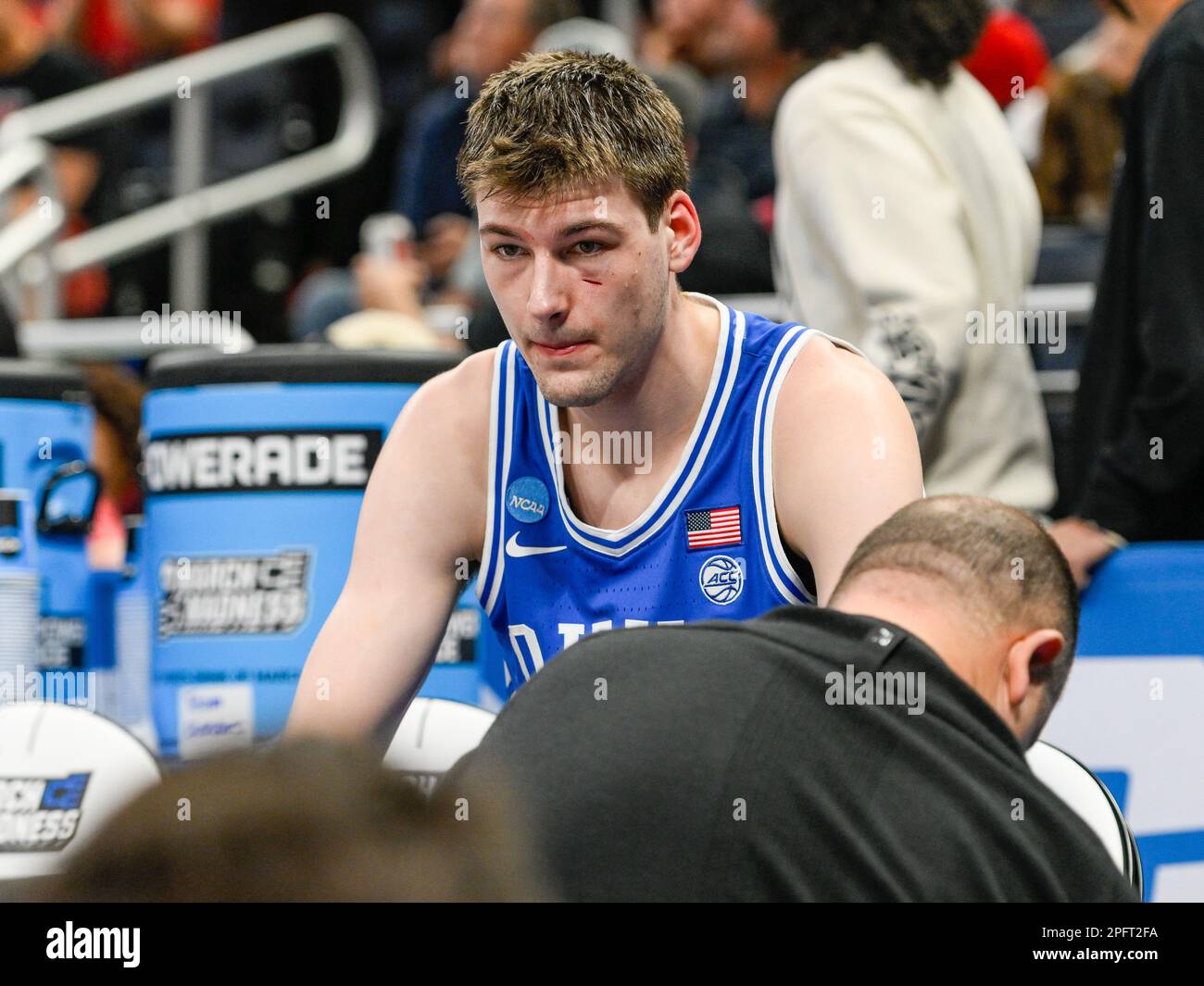 Orlando, FL, USA. 18th Mar, 2023. Duke center Kyle Filipowski (30) is ...