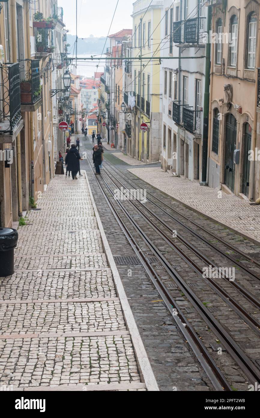 Lisbon, Portugal - December 4, 2022: Rua da bica de duarte belo street ...