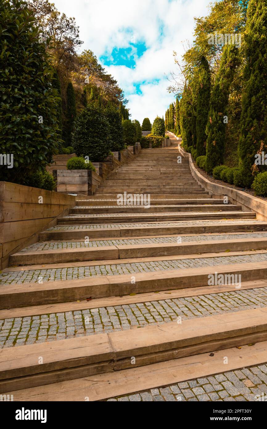 Haciosman or Ataturk City Forest stairs. Public parks in Istanbul Stock ...