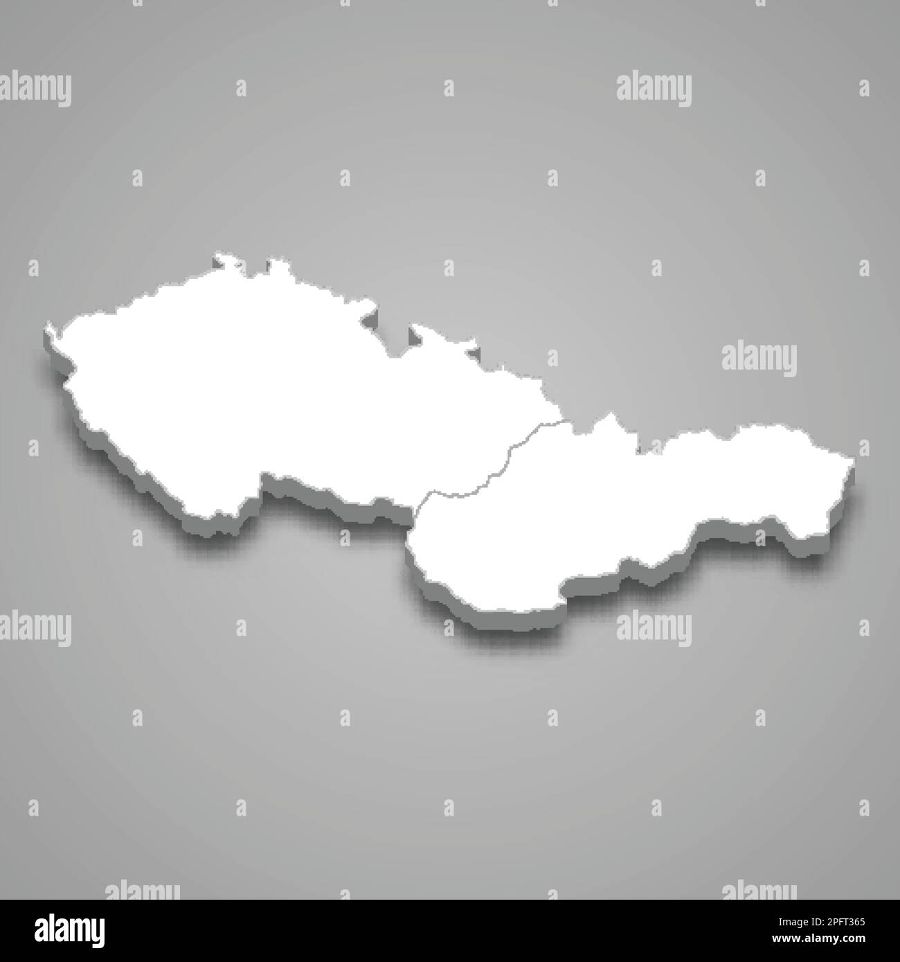 3d isometric map of Czechoslovakia? isolated with shadow, former state ...