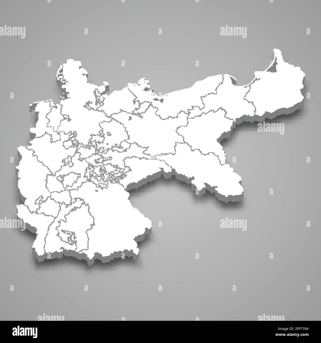 3d isometric map of German Empire isolated with shadow, former state ...