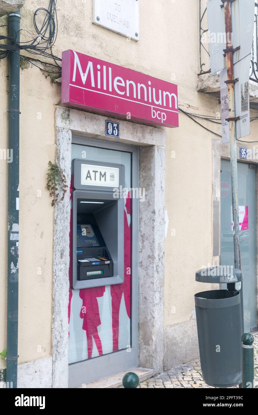 Lisbon, Portugal - December 4, 2022: ATM of Millennium bcp bank Stock ...