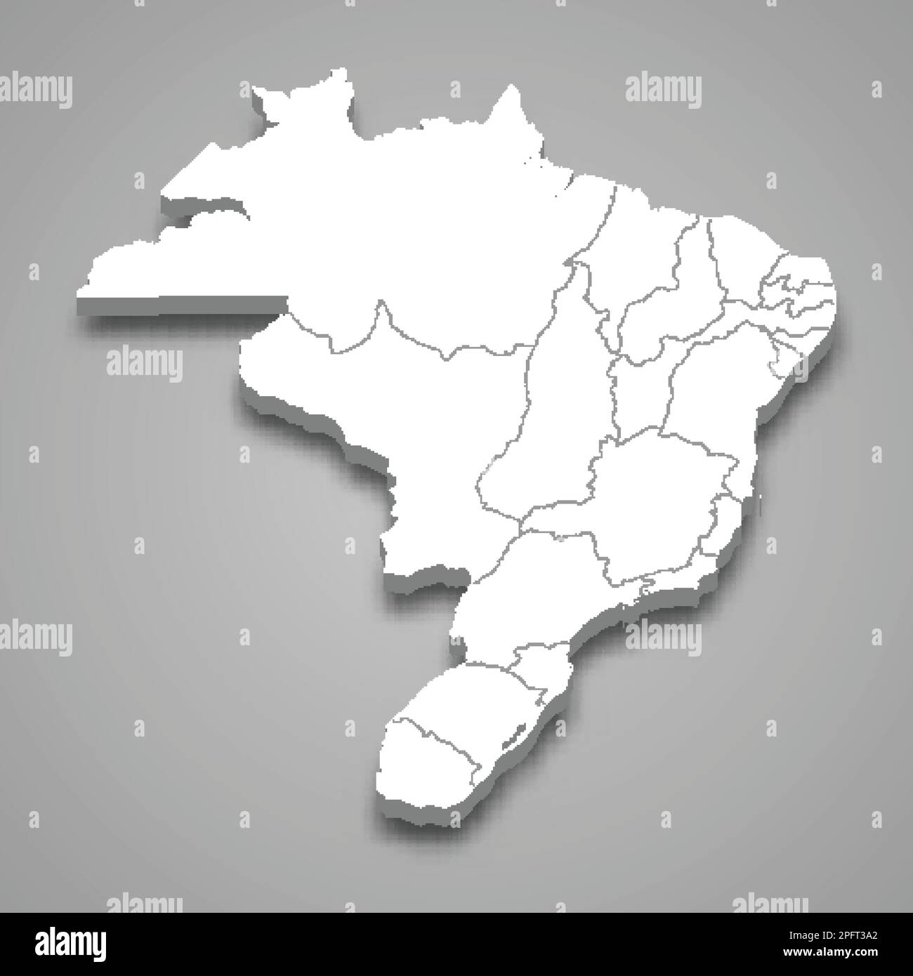 3d isometric map of Empire of Brazil isolated with shadow, former state ...
