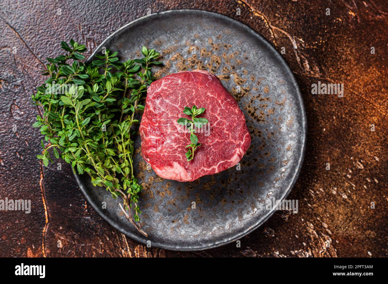 Prime Fillet Mignon Beef steak, Dry aged raw tenderloin meat. Dark ...