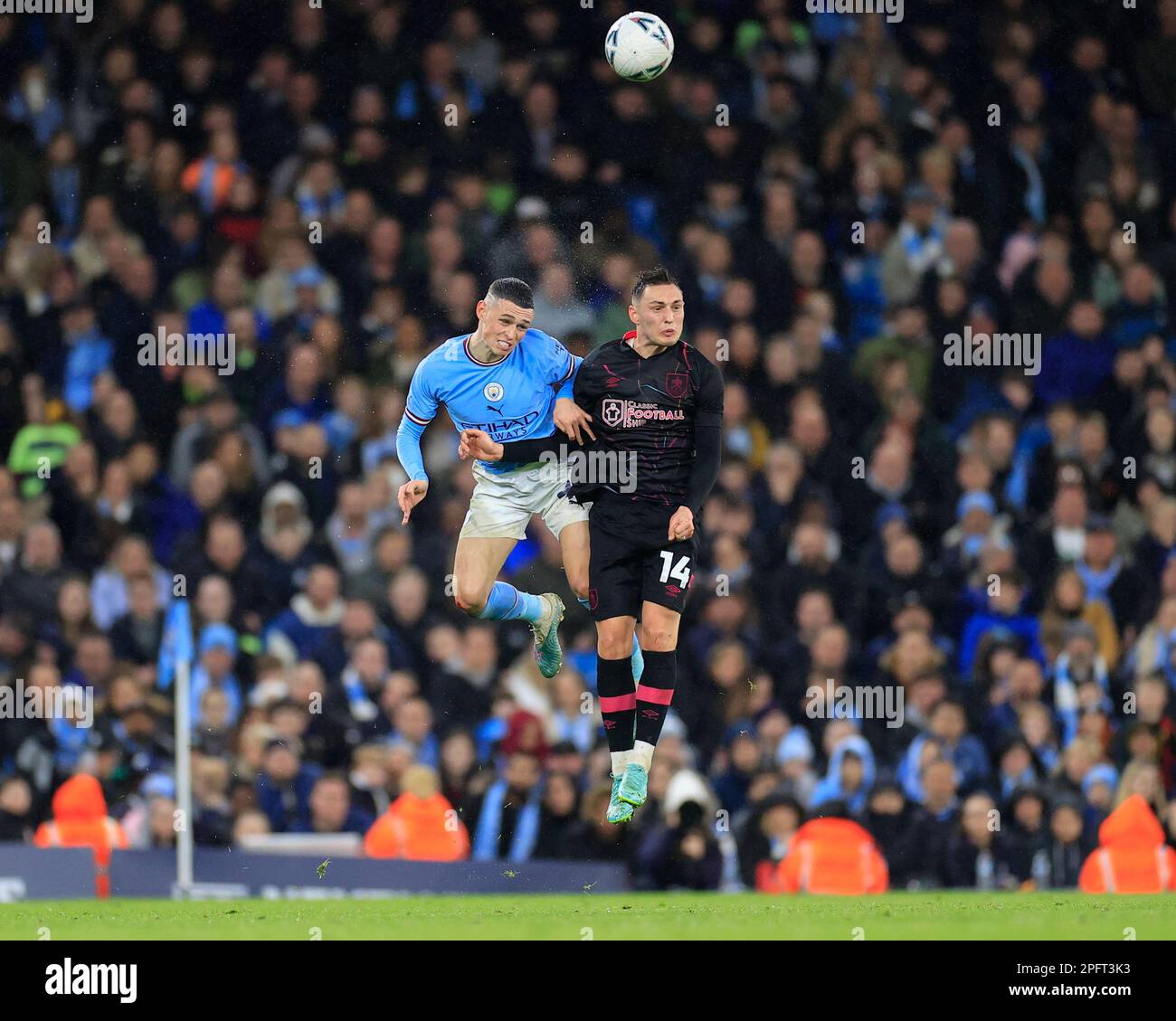 Phil Foden #47 of Manchester City and Connor Roberts #14 of Burnley ...