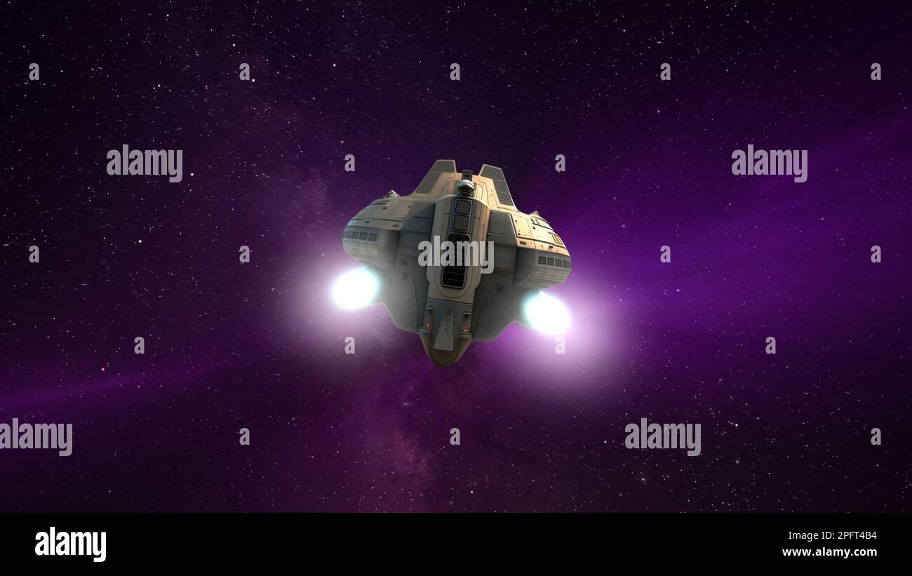 Spaceship flies among stars Stock Photo - Alamy