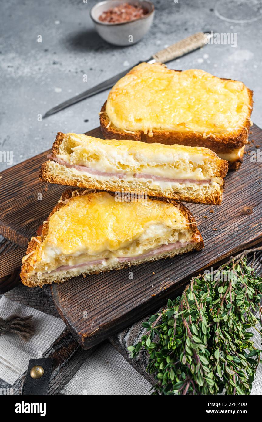 French Croque Monsieur sandwich with Cheese, Ham, Gruyere and Bechamel ...