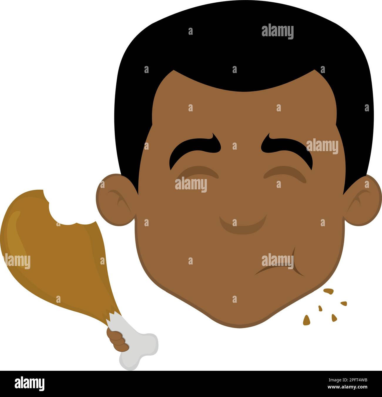 vector illustration face of a cartoon man eating a chicken leg Stock ...