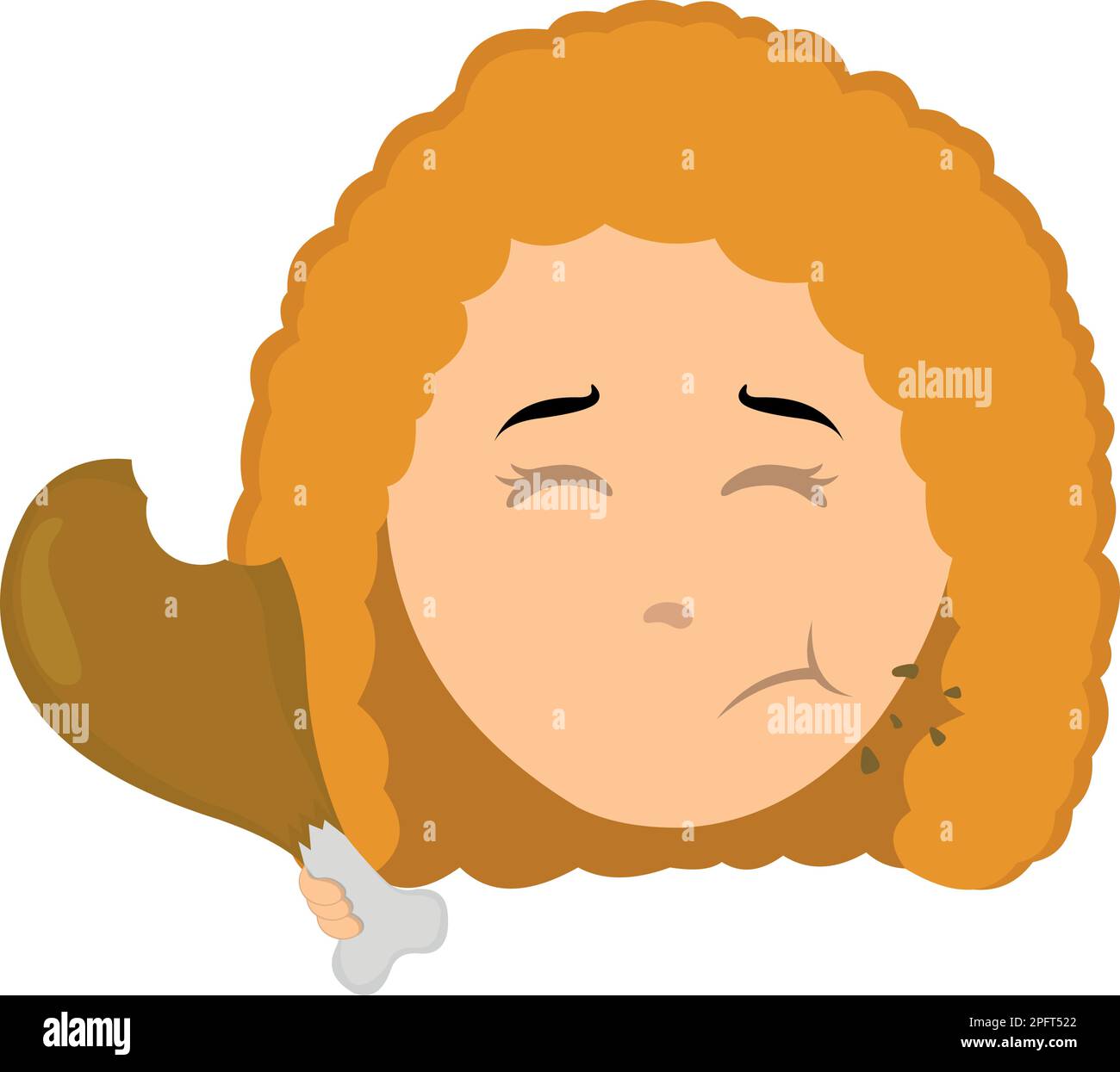 vector illustration face of a cartoon redhead woman eating a chicken ...