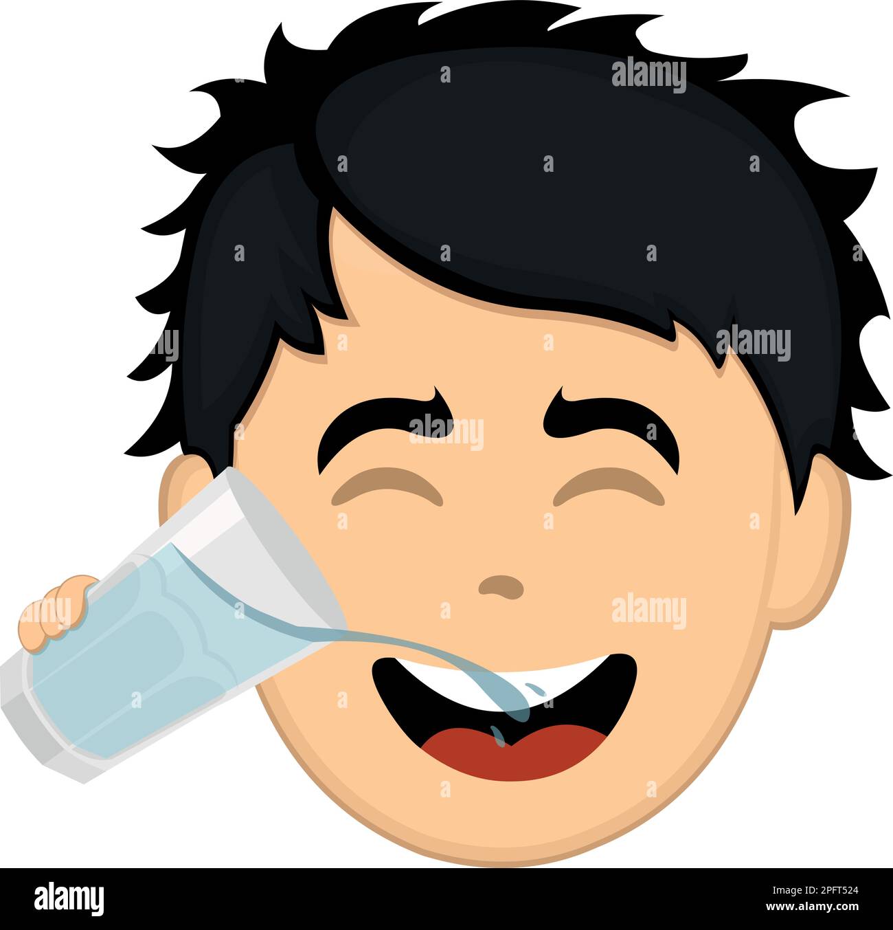 vector illustration face of a cartoon man drinking a glass of water Stock Vector Image & Art - Alamy