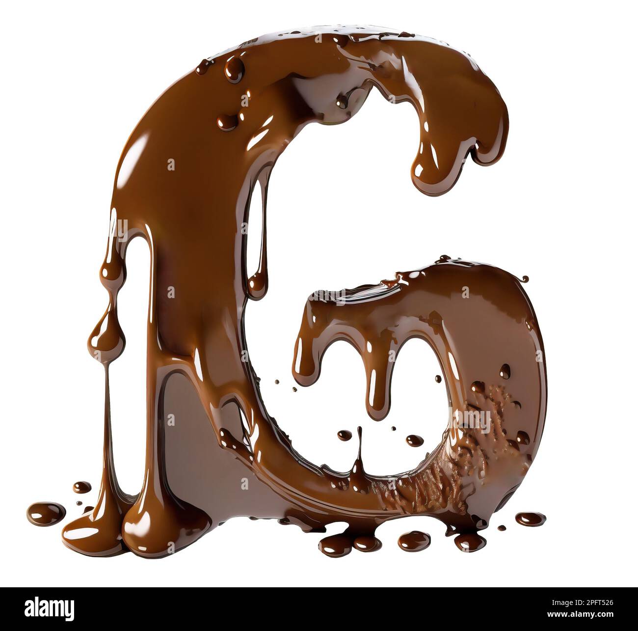 Letter G made with melting chocolate on white background, generative AI ...