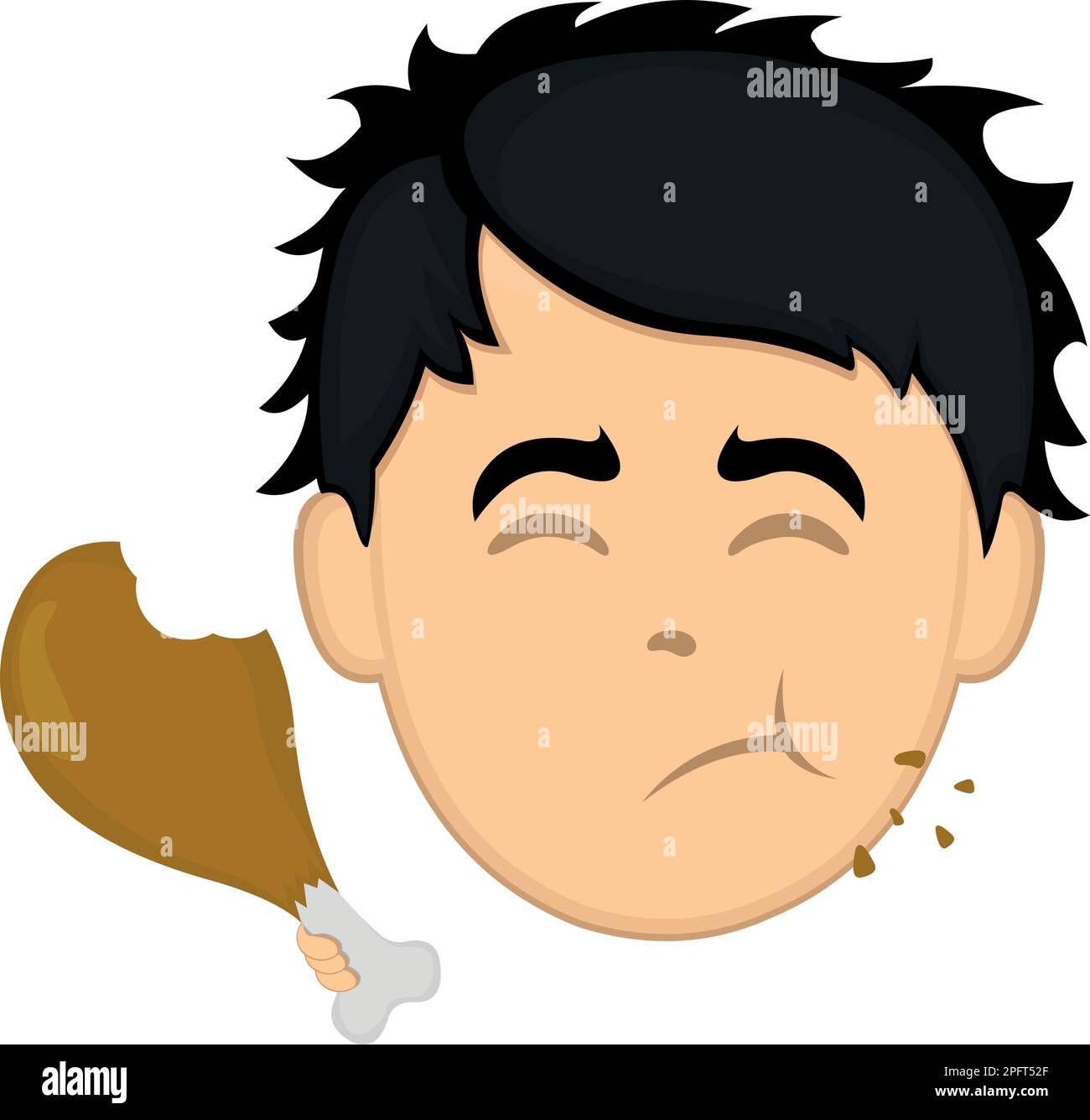vector illustration face of a cartoon man eating a chicken leg Stock ...