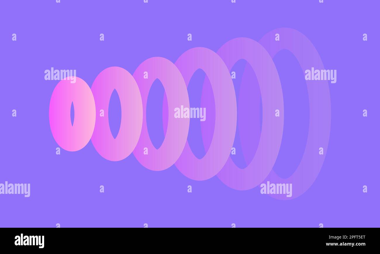 Abstract poster with colorful 3d rings. Smooth gradient background in ...