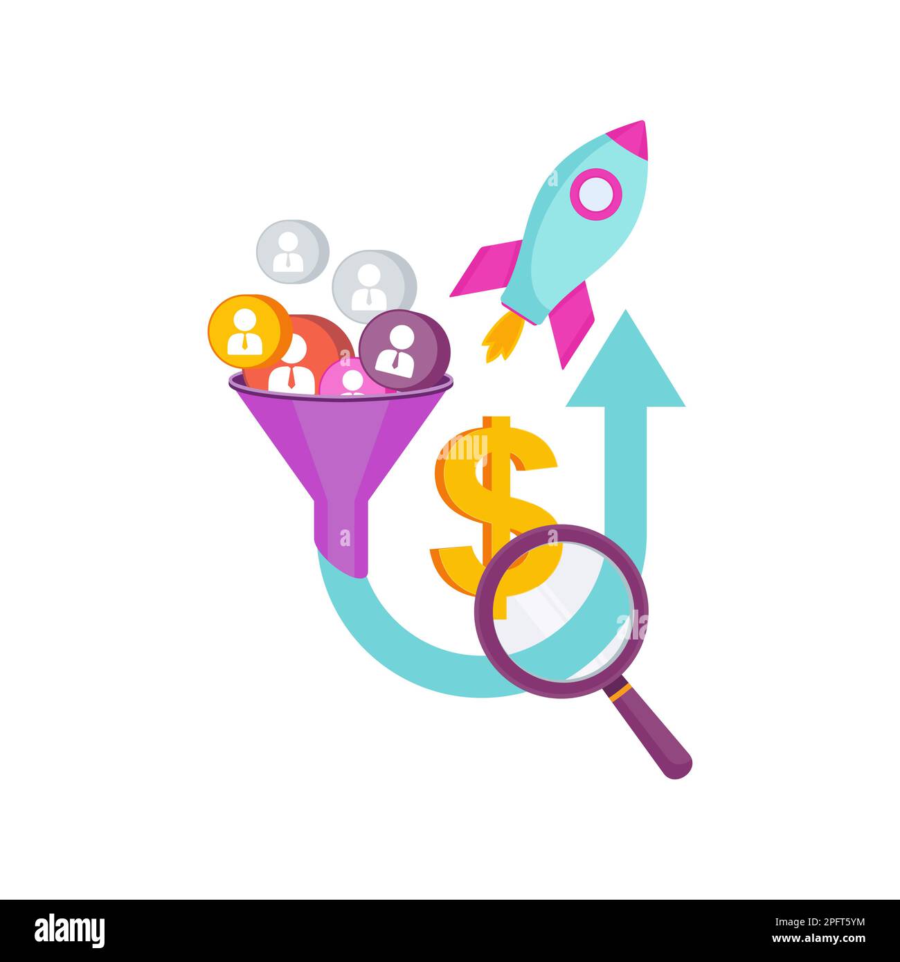 Conversion funnel. Digital inbound marketing tool Stock Vector Image ...