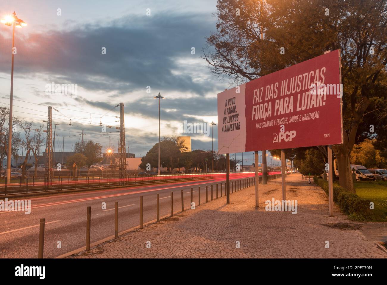Lisbon, Portugal - December 4, 2022: Street view with Billboard of The ...