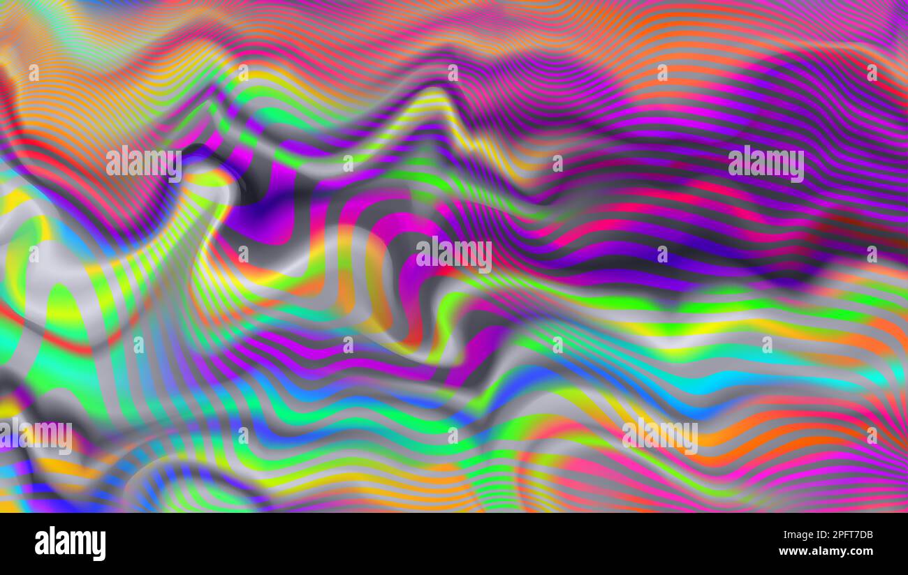 Trippy strip psychedelic pattern. Neon color wavy background Stock ...