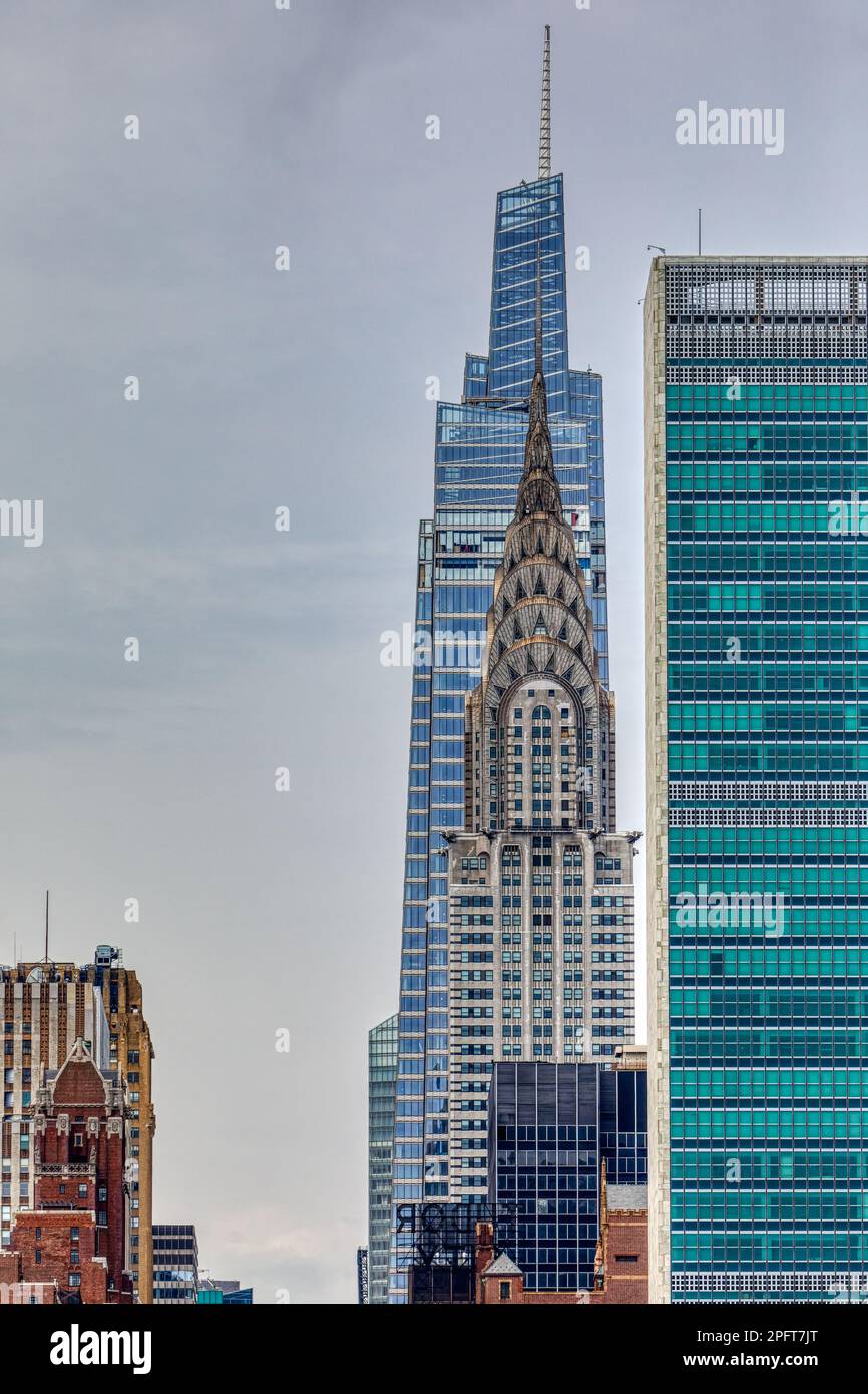 Shades of Blue: White and silver Chrysler Building against backdrop of ...