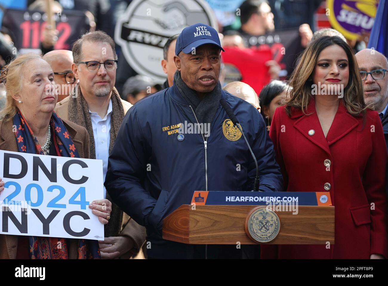 Time Square, New York, USA, March 18, 2023 - Mayor Eric Adams ...