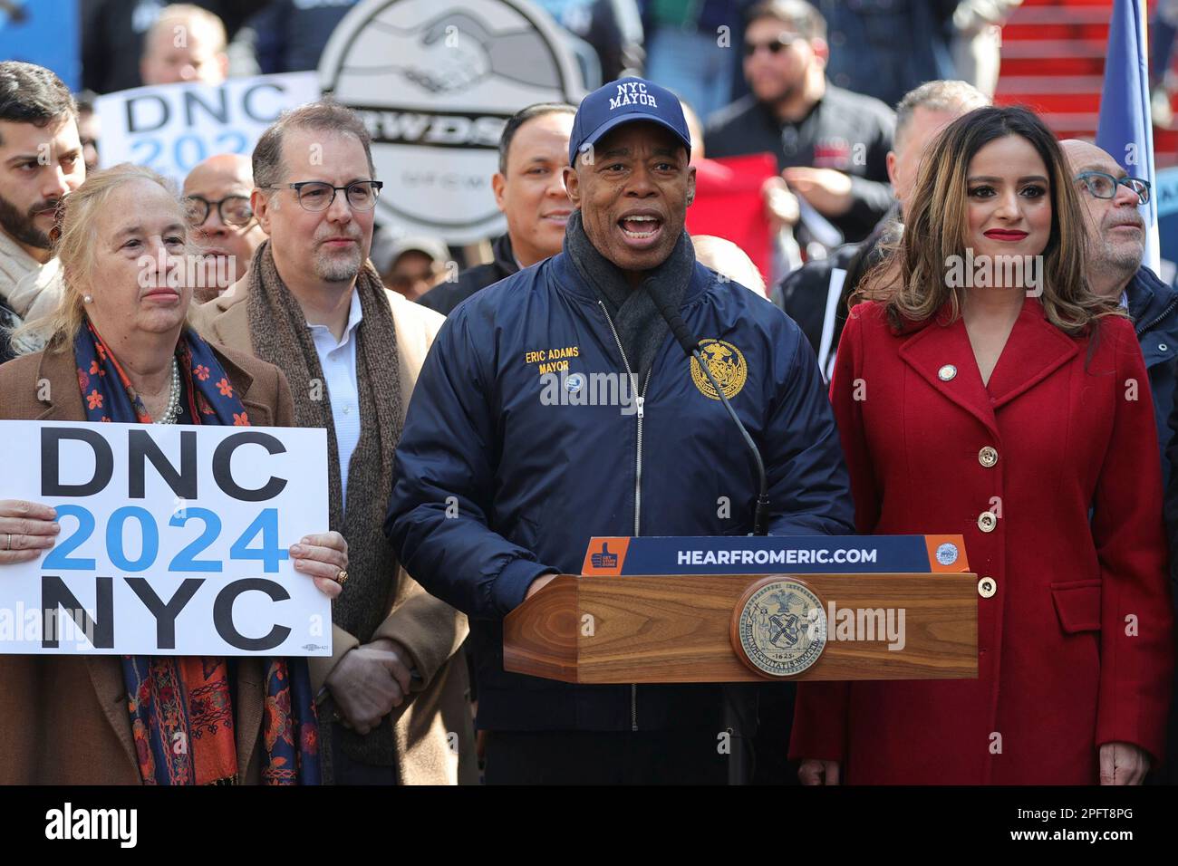 Time Square, New York, USA, March 18, 2023 - Mayor Eric Adams ...