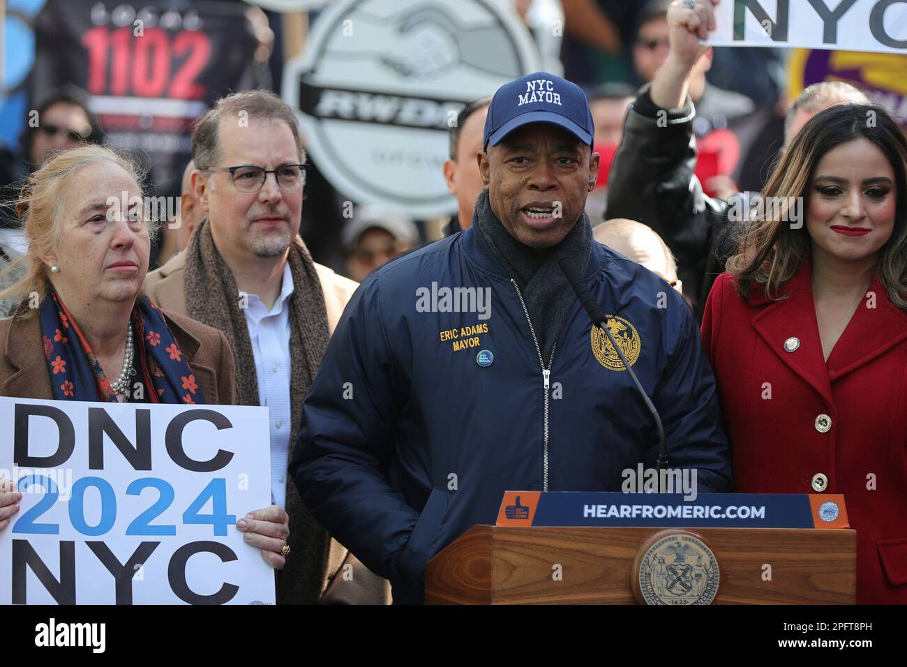 Time Square, New York, USA, March 18, 2023 - Mayor Eric Adams ...