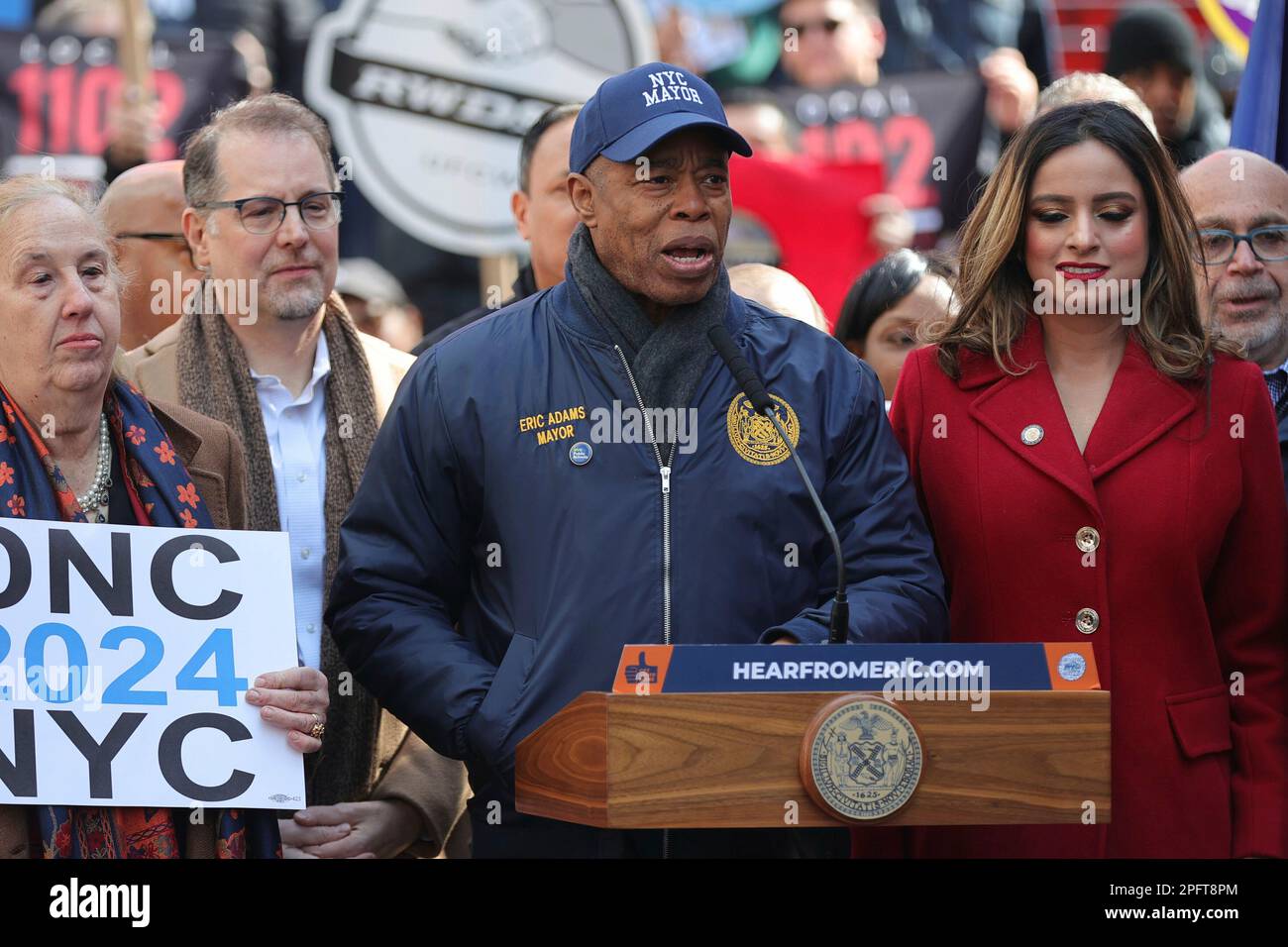 Time Square, New York, USA, March 18, 2023 - Mayor Eric Adams ...