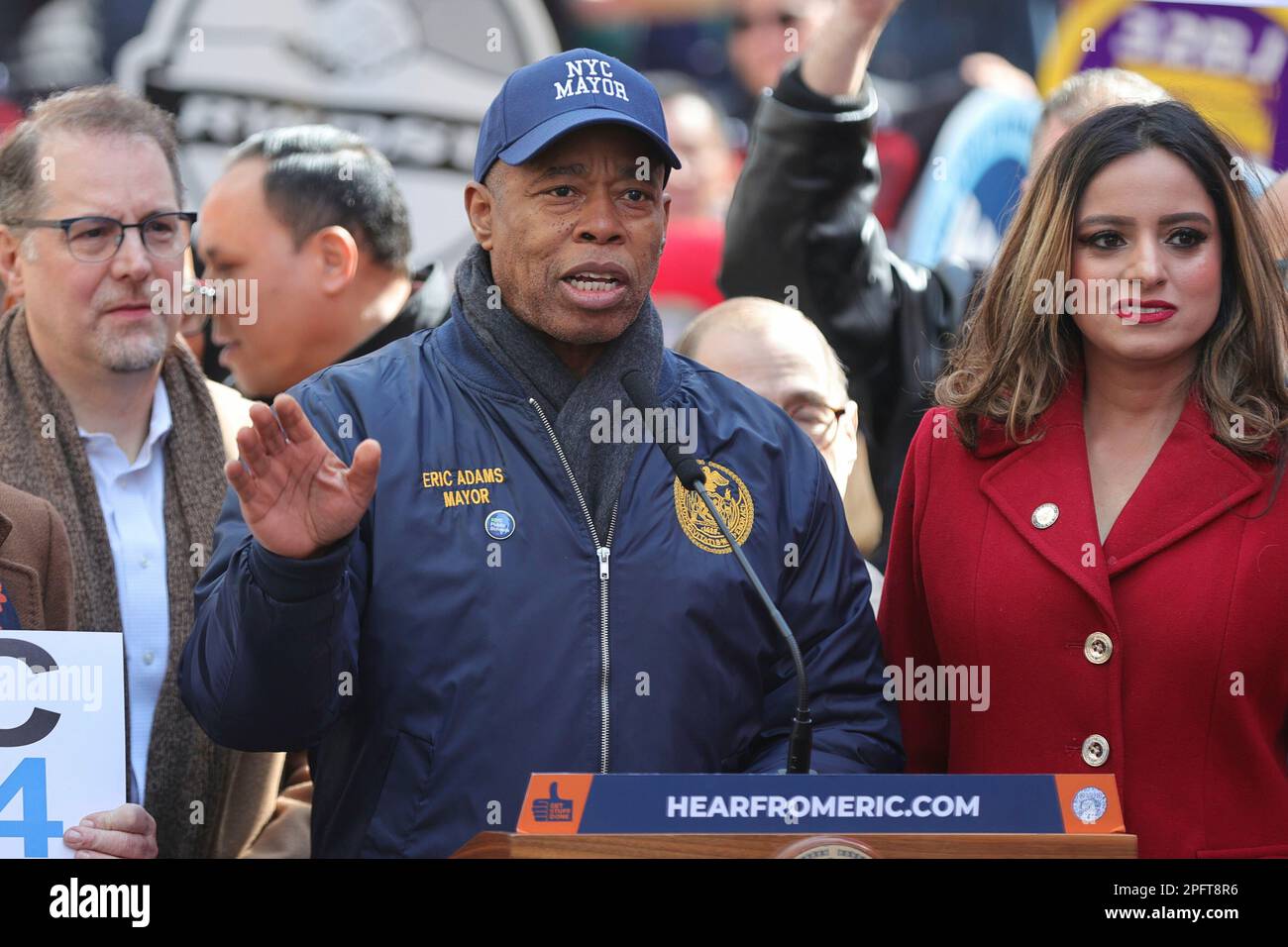 Time Square, New York, USA, March 18, 2023 - Mayor Eric Adams ...