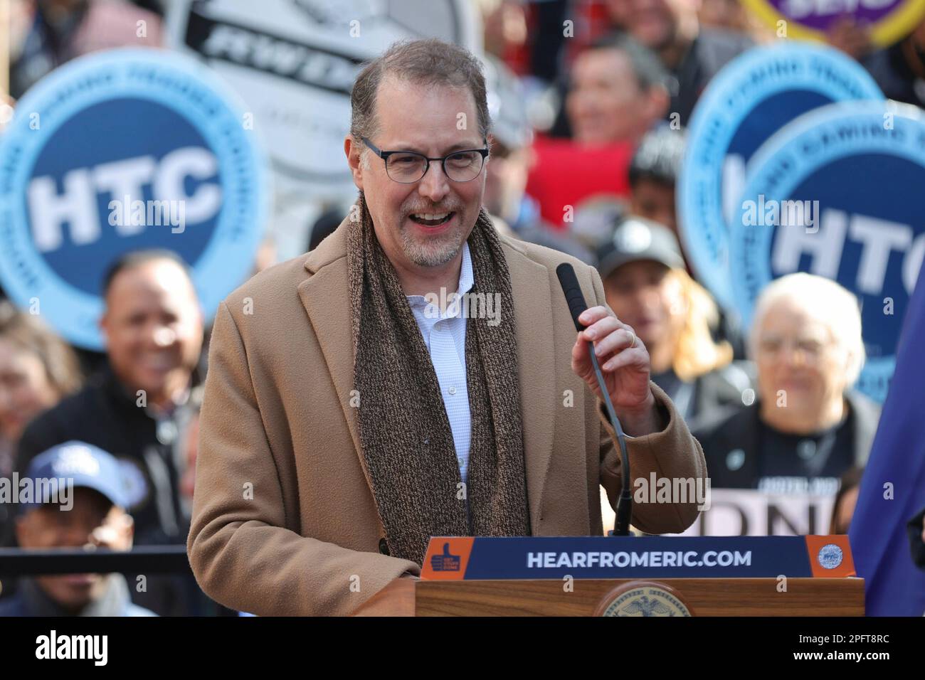 Time Square, New York, USA, March 18, 2023 - Mayor Eric Adams ...