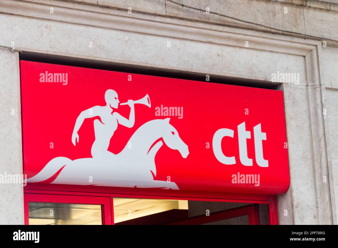 Lisbon, Portugal - December 5, 2022: Logo and sign of CTT Correios de Portugal, S.A., CTT – Post ...