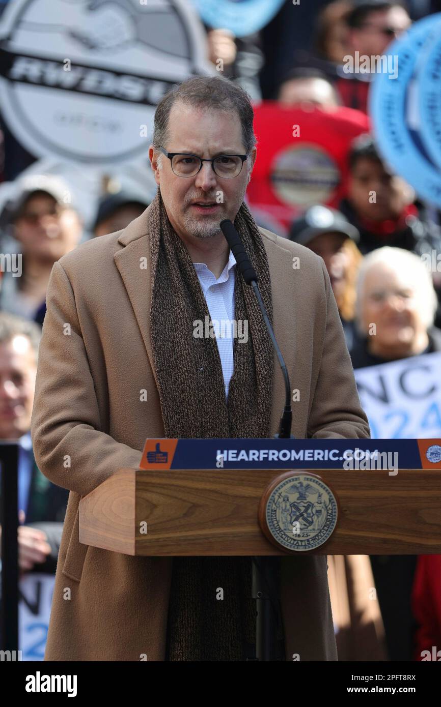 Time Square, New York, USA, March 18, 2023 - Mayor Eric Adams ...
