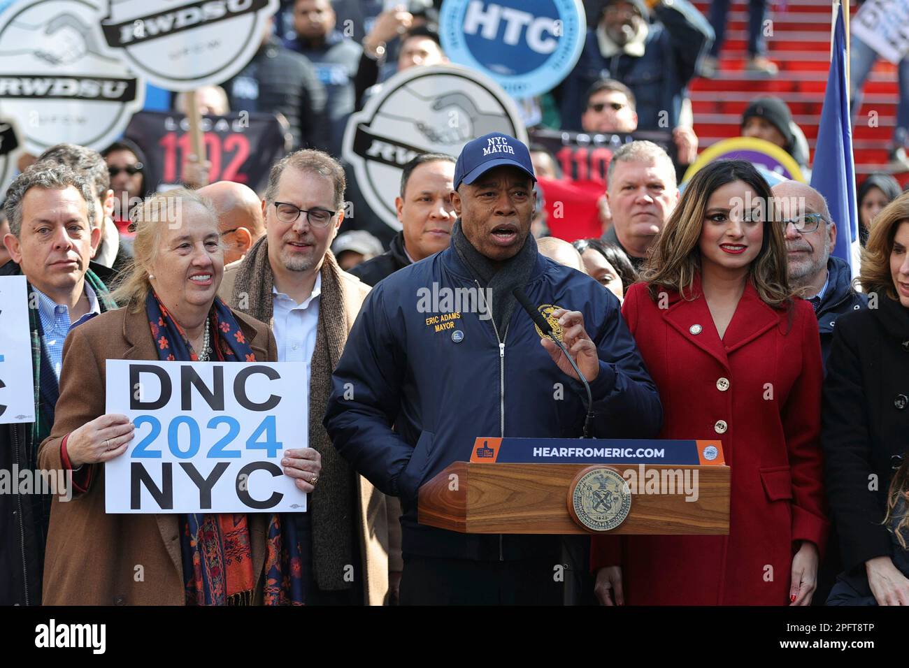 Time Square, New York, USA, March 18, 2023 - Mayor Eric Adams ...