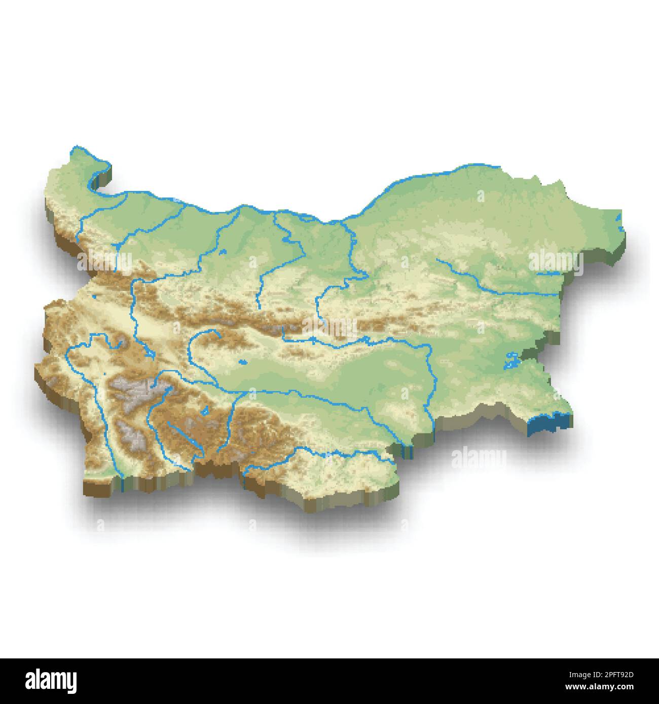 3d isometric relief map of Bulgaria with shadow Stock Vector Image ...