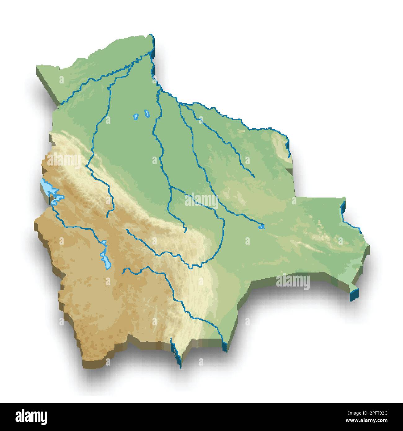 3d isometric relief map of Bolivia with shadow Stock Vector Image & Art ...