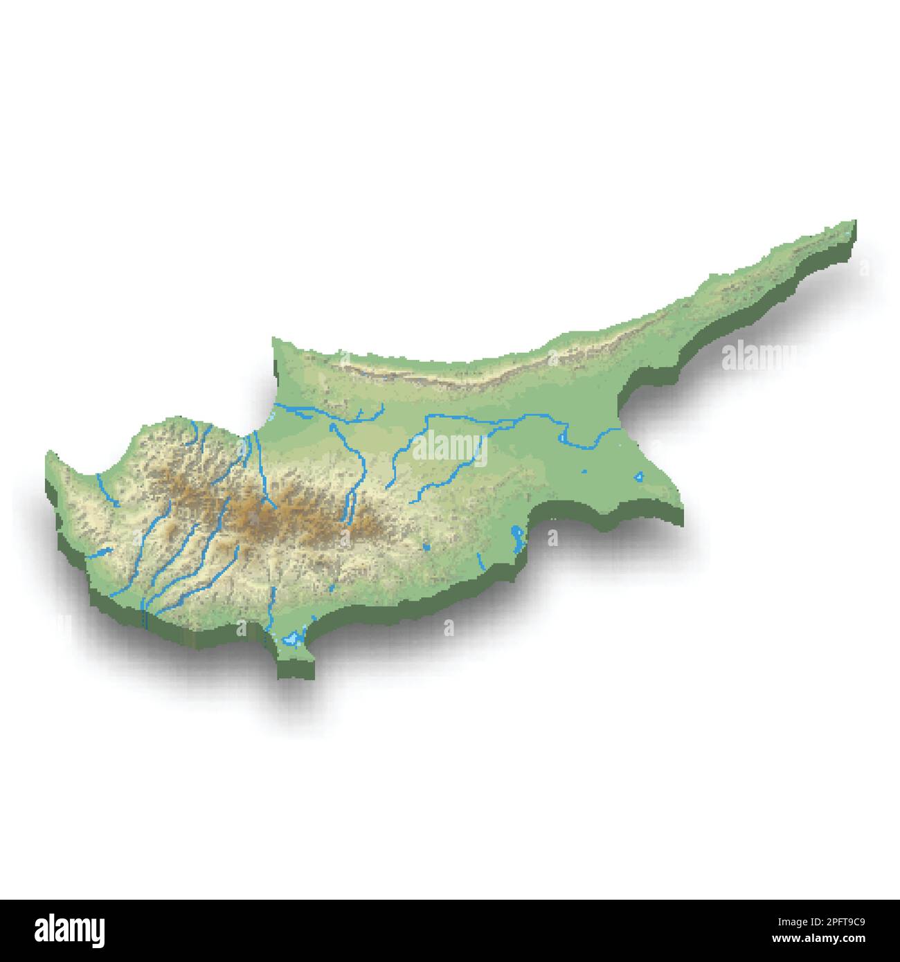 3d isometric relief map of Cyprus with shadow Stock Vector Image & Art ...