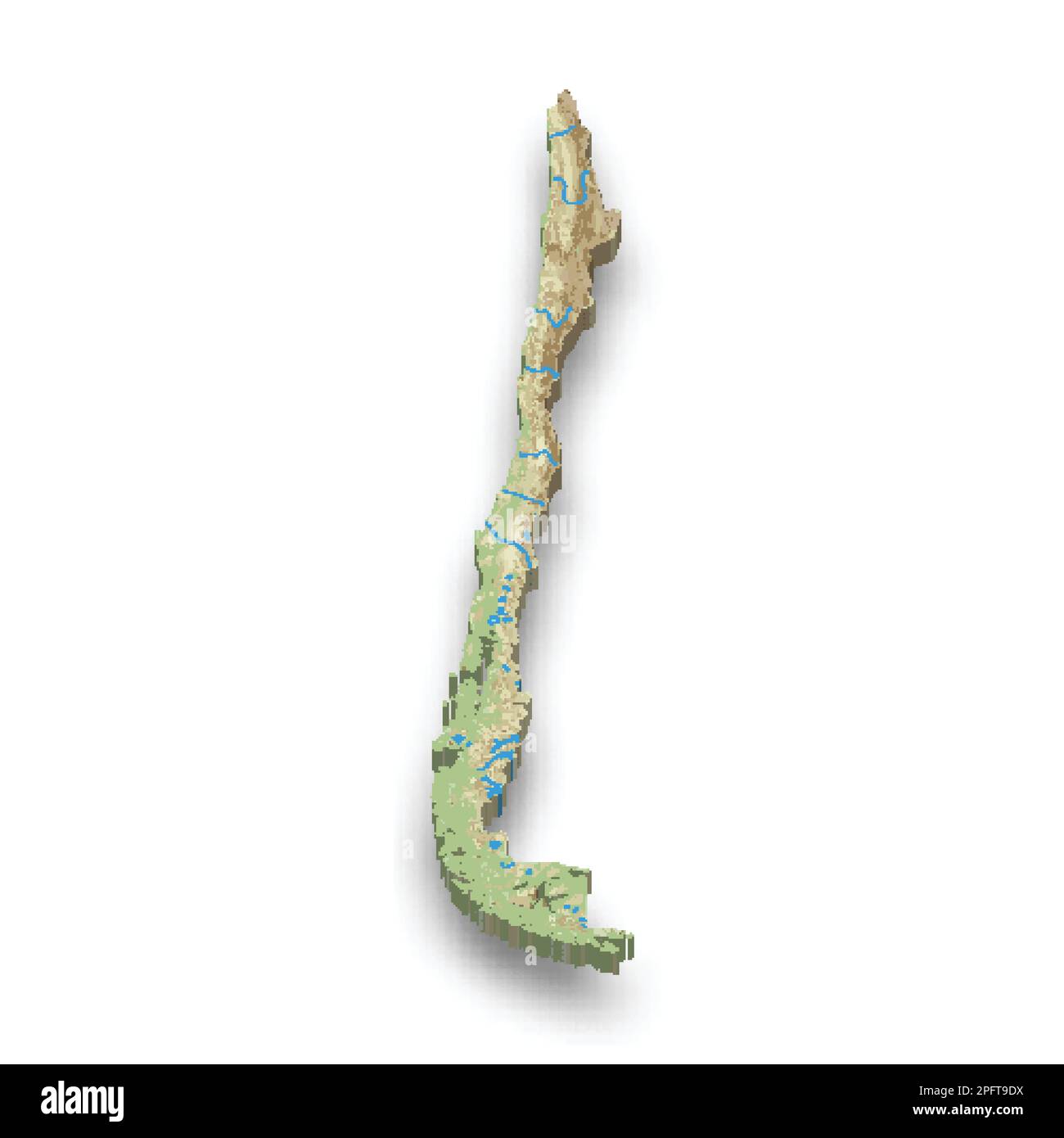3d isometric relief map of Chile with shadow Stock Vector Image & Art ...