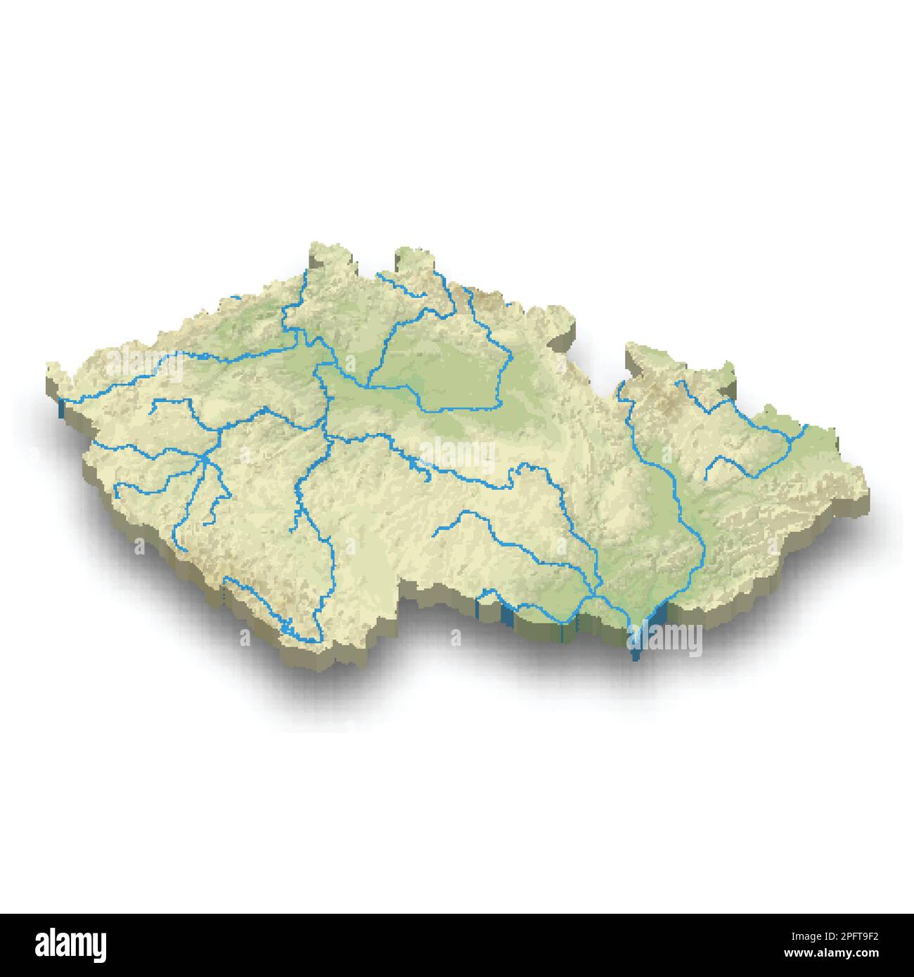 3d isometric relief map of Czech Republic with shadow Stock Vector ...