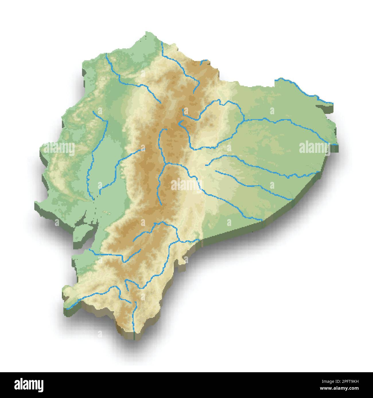 3d isometric relief map of Ecuador with shadow Stock Vector Image & Art ...