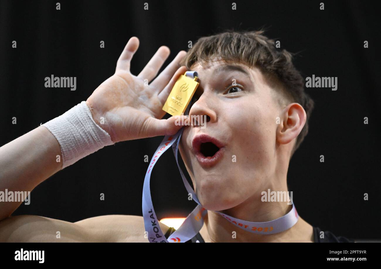 Stuttgart, Germany. 18th Mar, 2023. Gymnastics, DTB Cup, Juniors, apparatus finals. Maxim ...