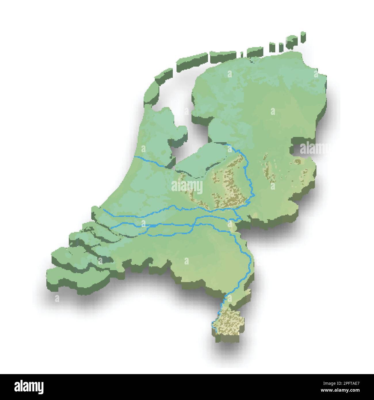 3d isometric relief map of Netherlands with shadow Stock Vector Image ...