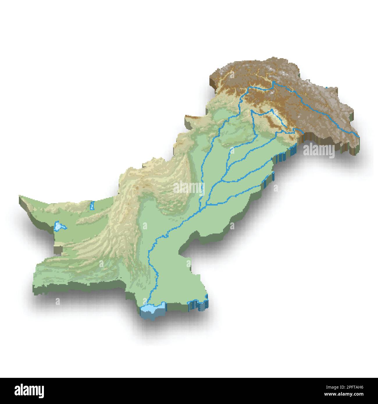 3d isometric relief map of Pakistan with shadow Stock Vector Image ...