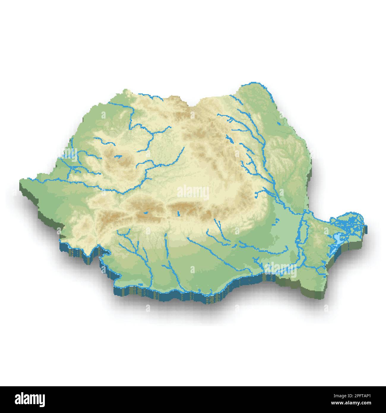 3d isometric relief map of Romania with shadow Stock Vector Image & Art ...