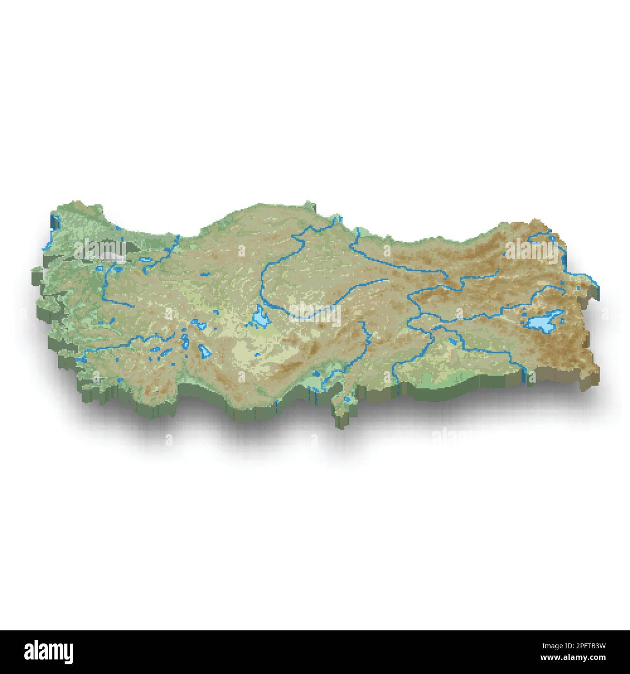 3d isometric relief map of Turkey with shadow Stock Vector Image & Art ...