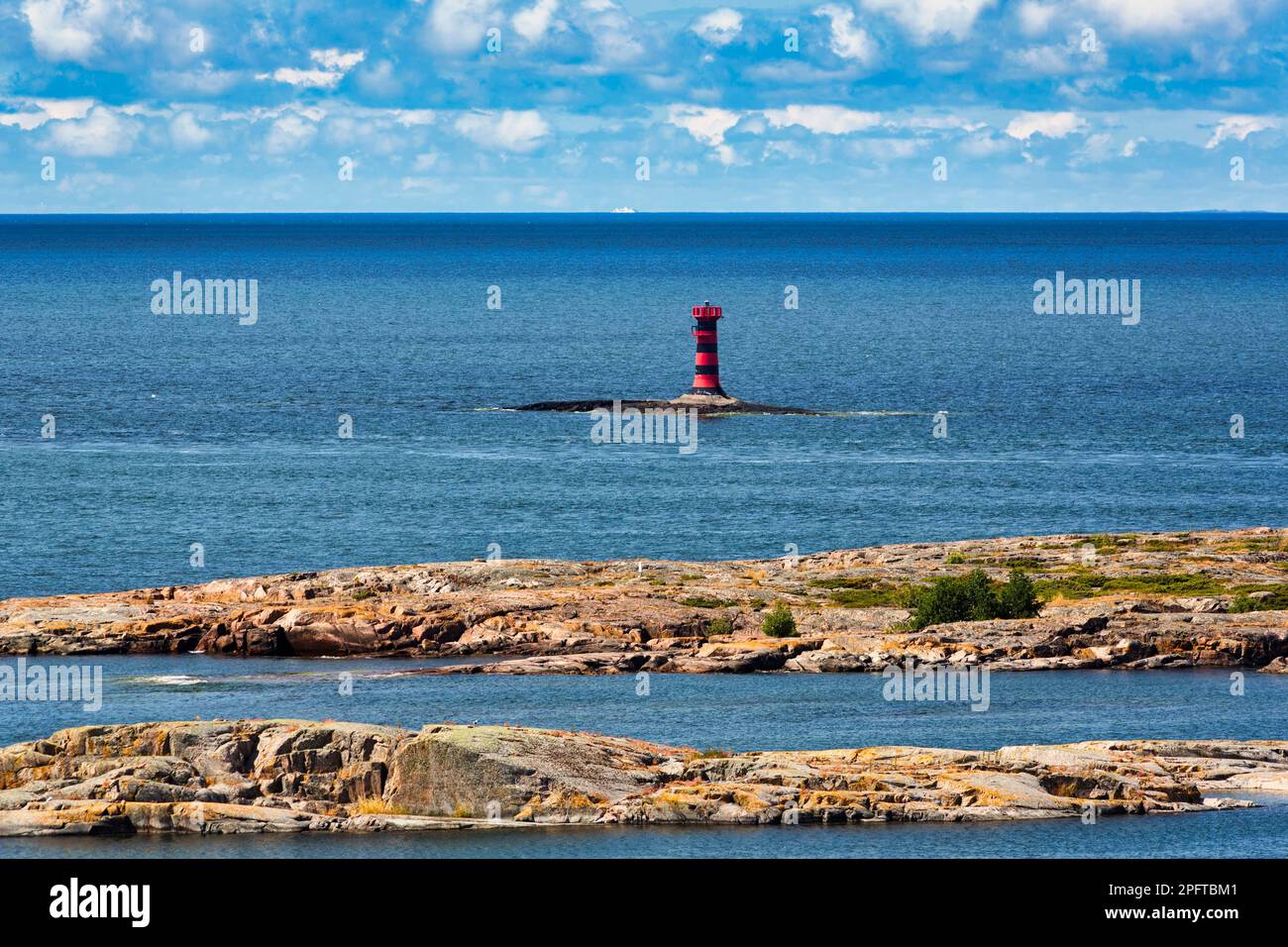 Marhaellan lighthouse in the archipelago, Mariehamn harbour entrance ...