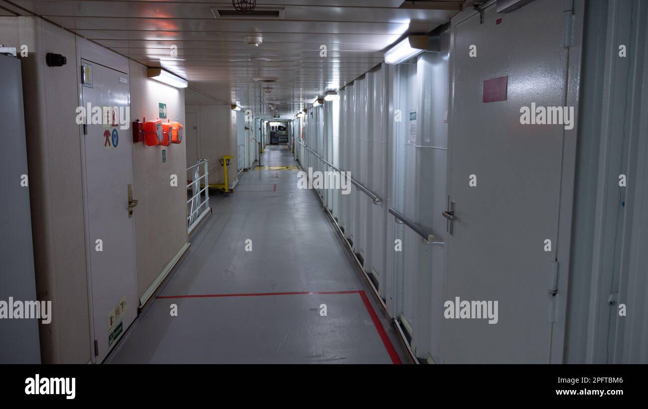 corridor of ship. empty corridor way. corridor passageway. photo of ...