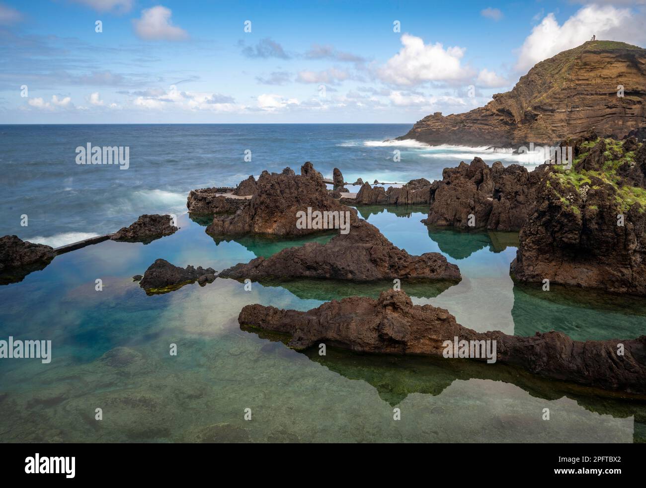 Natural volcanic rock pools, rocky coast, Piscinas Naturais Velhas ...