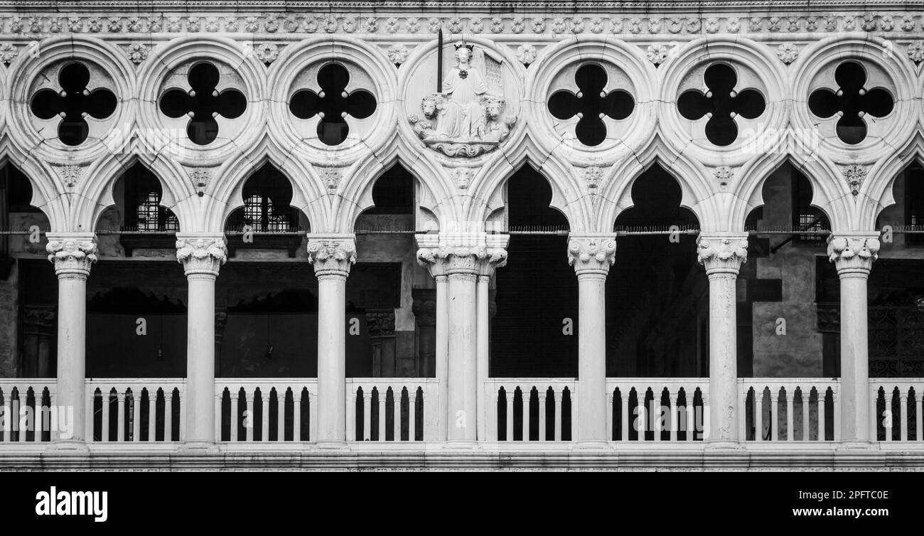Detail of the most famous landmark of Venice - Palazzo Ducale Stock ...