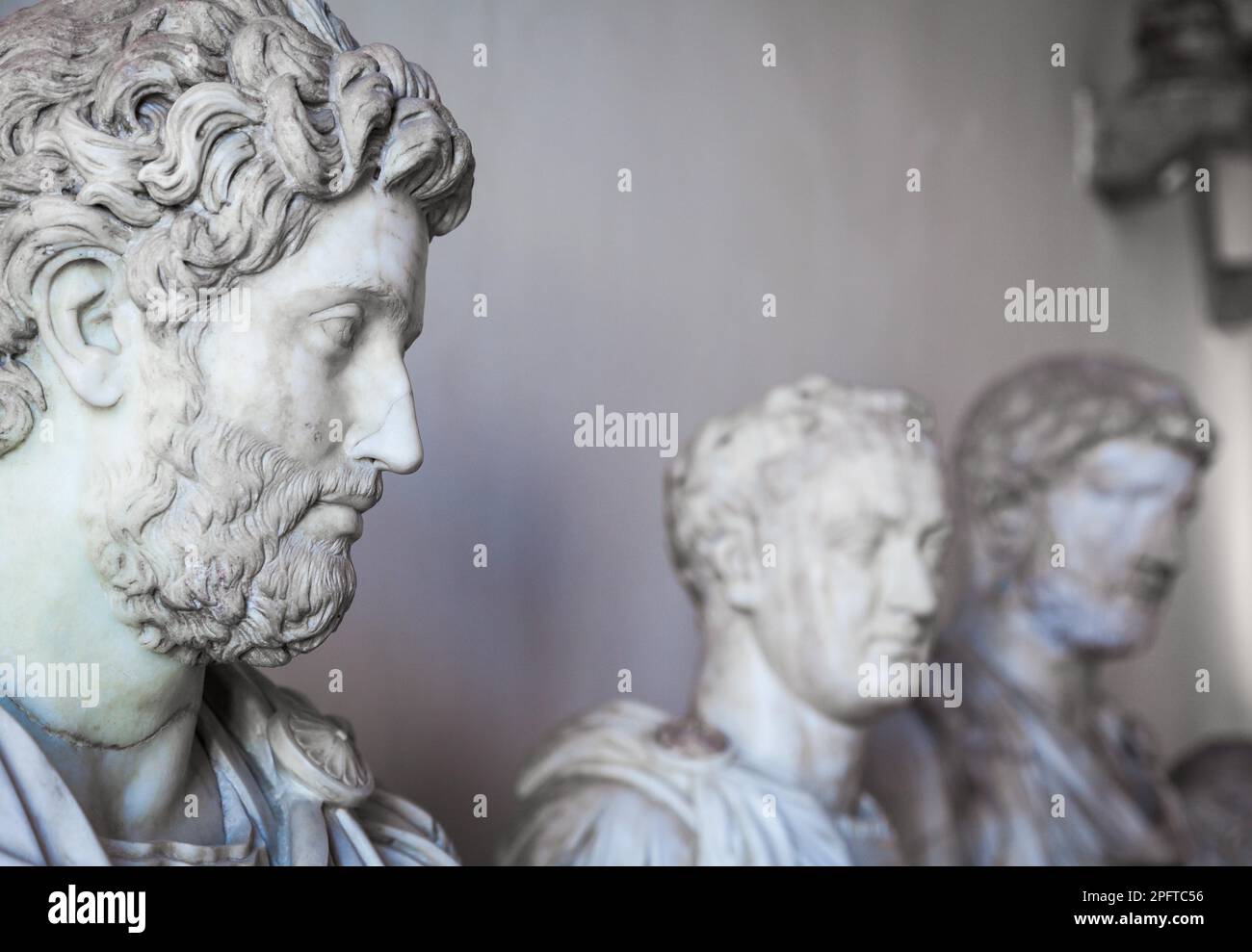 Marble statues prospective in the most important museum of Venice Stock ...